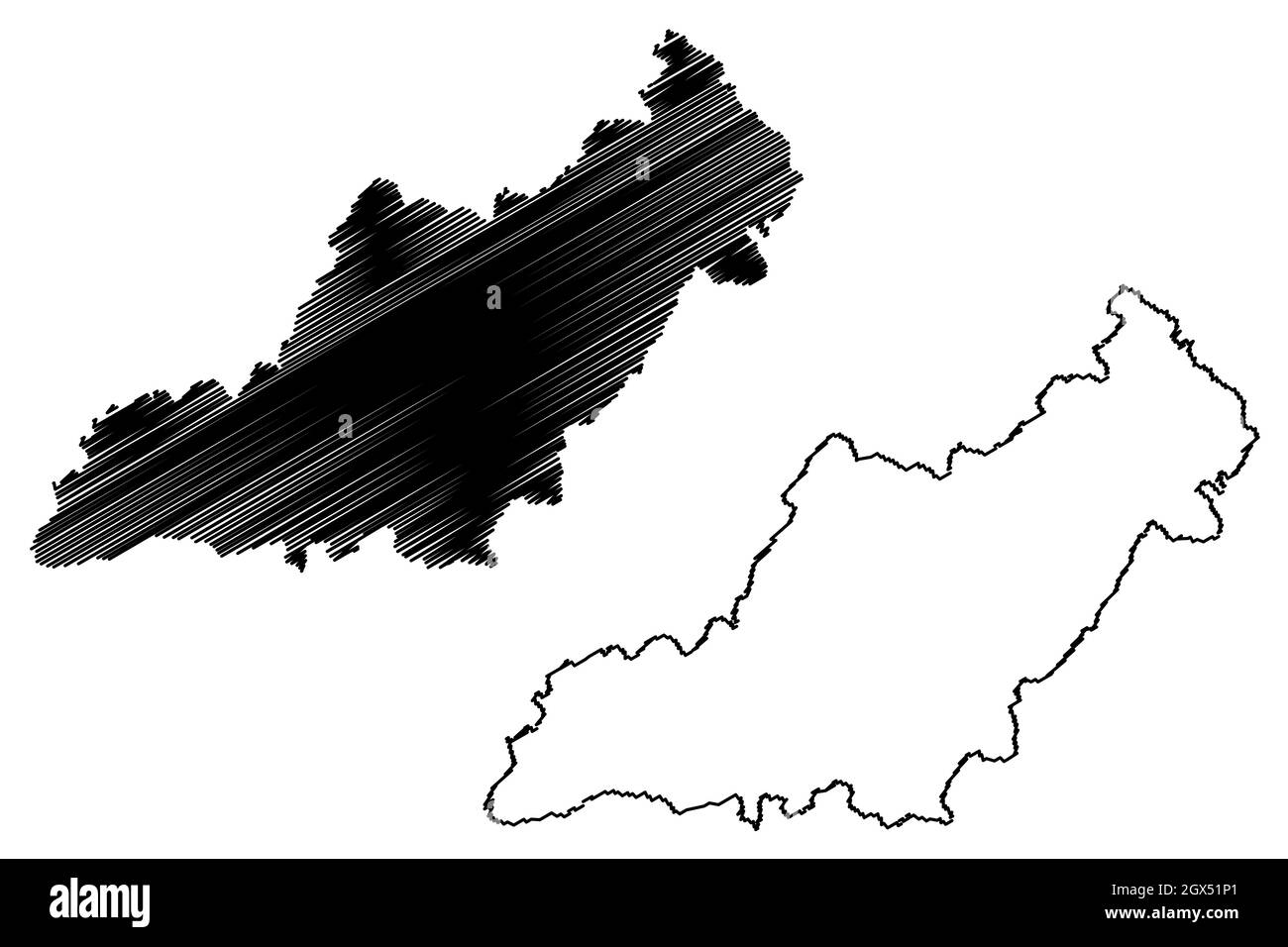 Jalore district (Rajasthan State, Republic of India) map vector ...