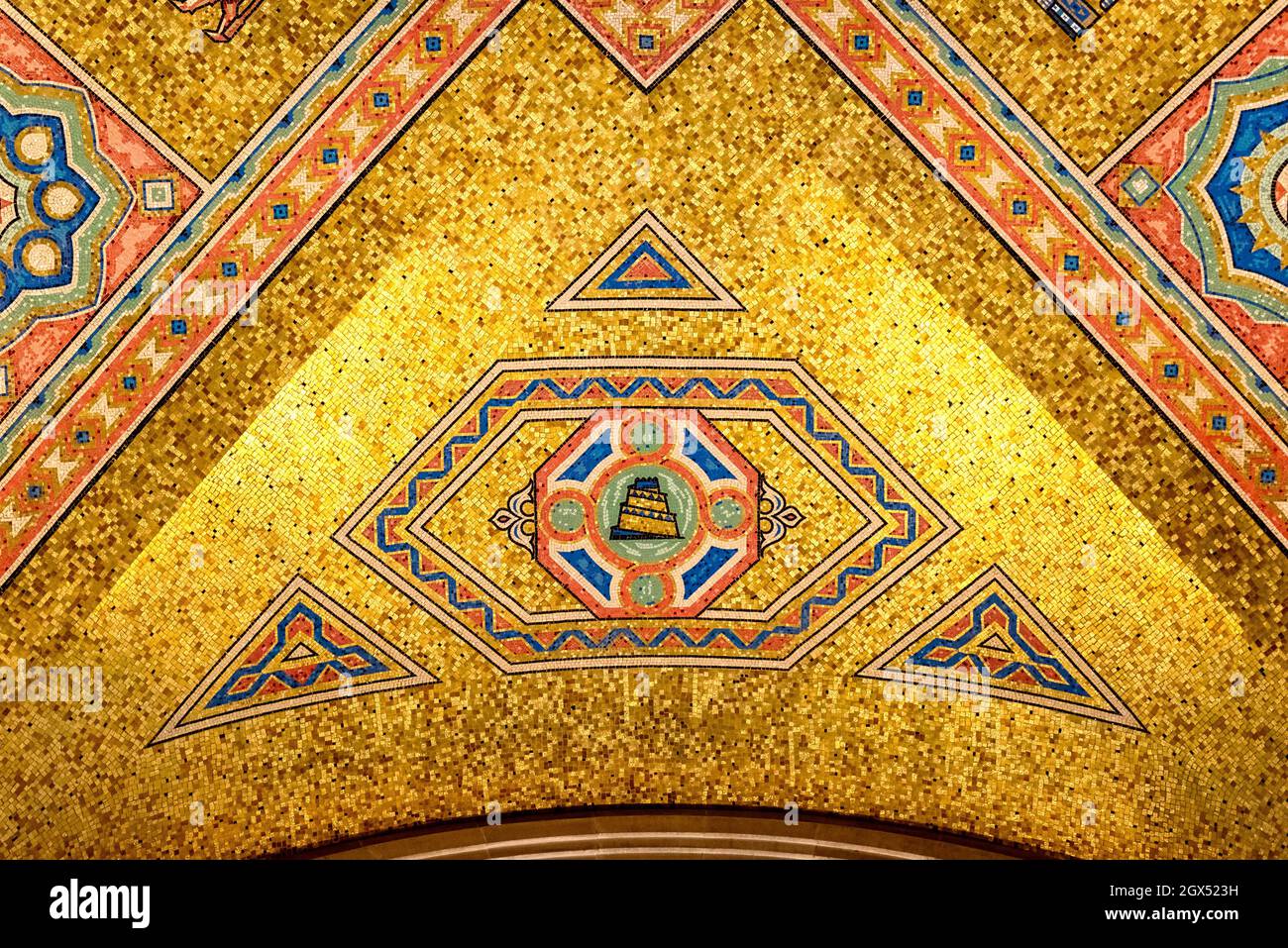 Detail of the mosaic ceiling in the rotunda inside of the Royal Ontario ...
