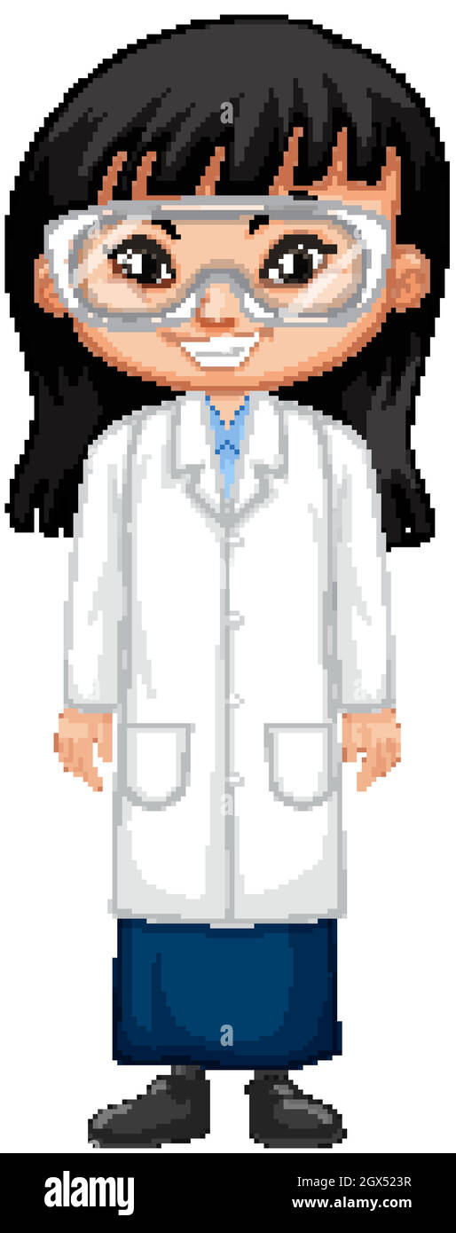 Cute girl in science gown on white background Stock Vector Image & Art ...