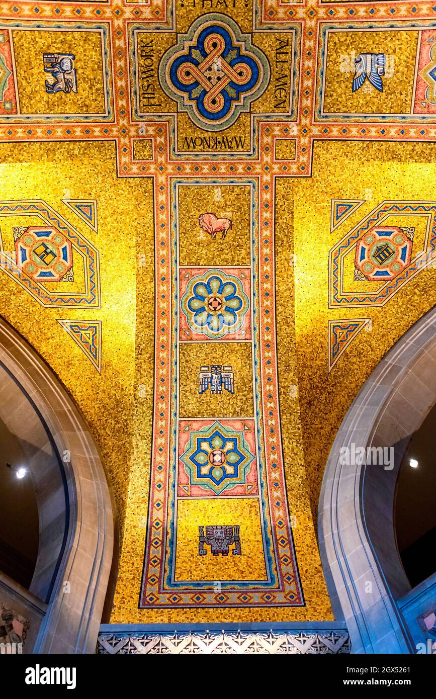 Detail of the mosaic ceiling (rotunda column 3) inside of the Royal ...