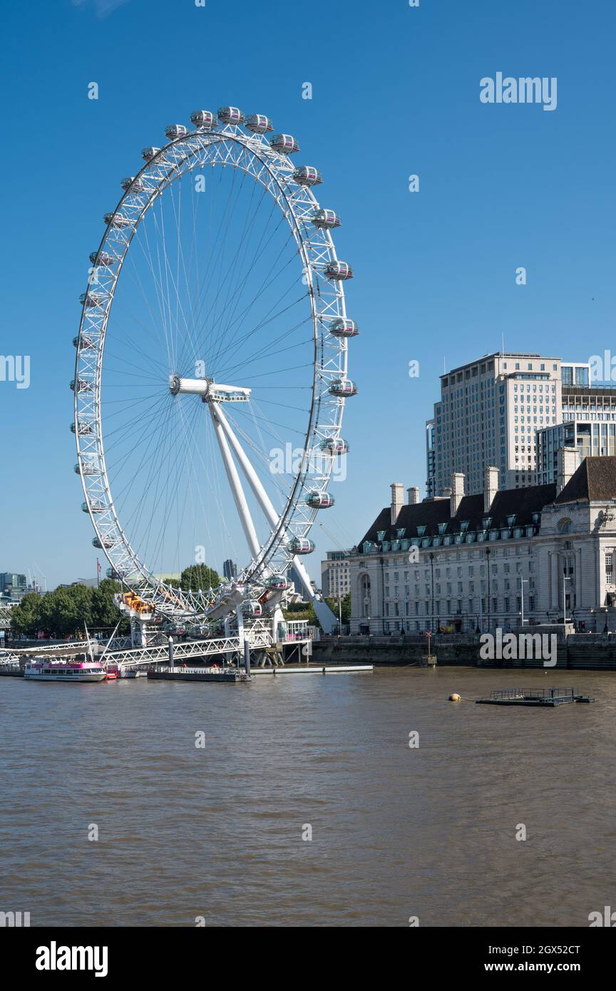 The London Eye, aka Millennium Wheel. A cantilevered observation wheel ...