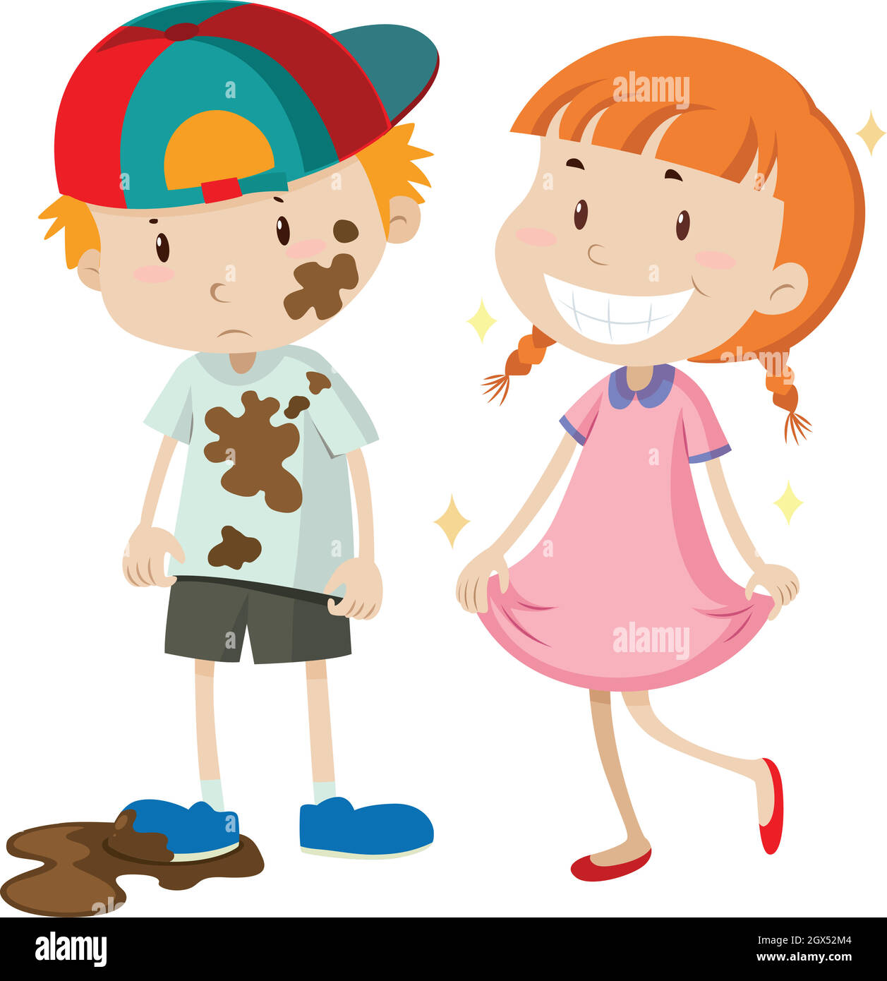Messy boy and clean boy Stock Vector Images - Alamy