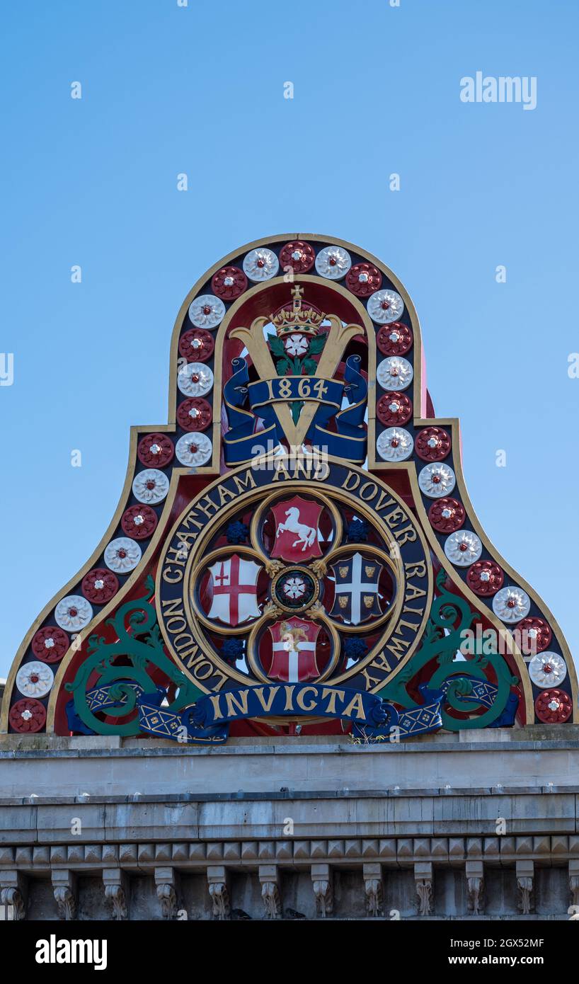 Decorative cast iron badge for the London Chatham and Dover Railway on ...