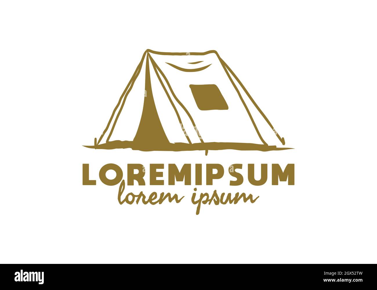 Brown line art illustration of camping tent design Stock Vector Image ...