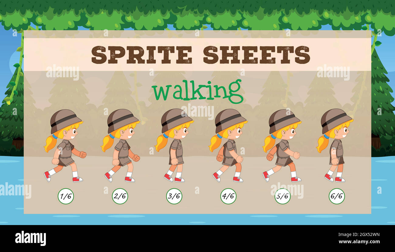 Walking girl animation hi-res stock photography and images - Alamy