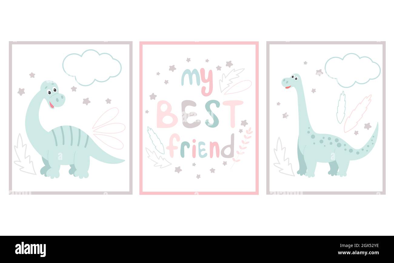 Set of baby dinosaur cards or posters Stock Vector Image & Art - Alamy