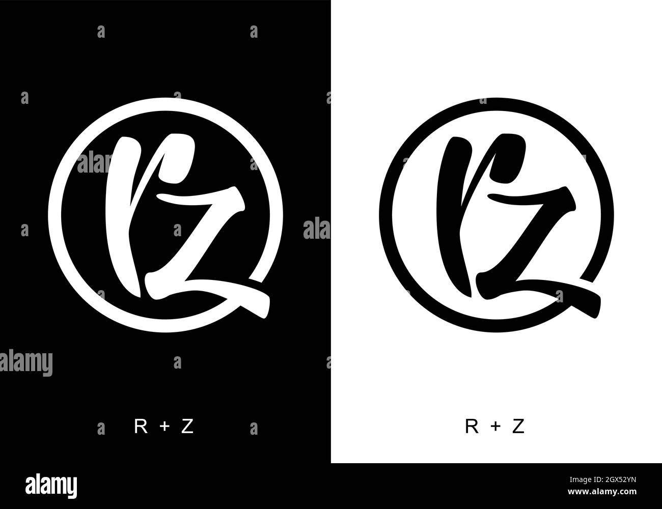 Black and white color of RZ initial letter design Stock Vector Image ...