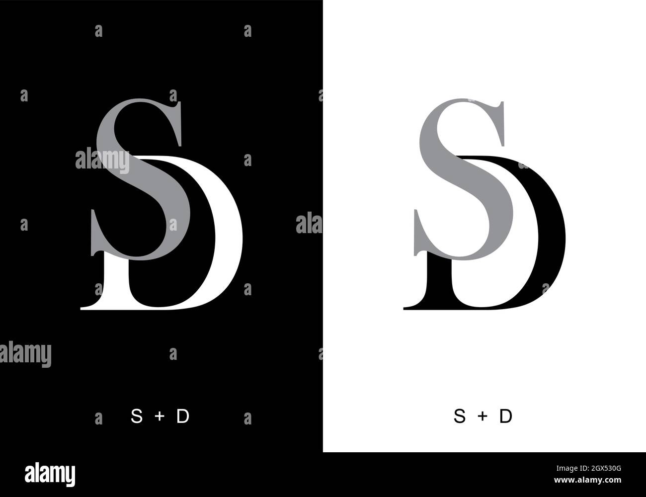 Black and white color of SD initial letter design Stock Vector Image ...