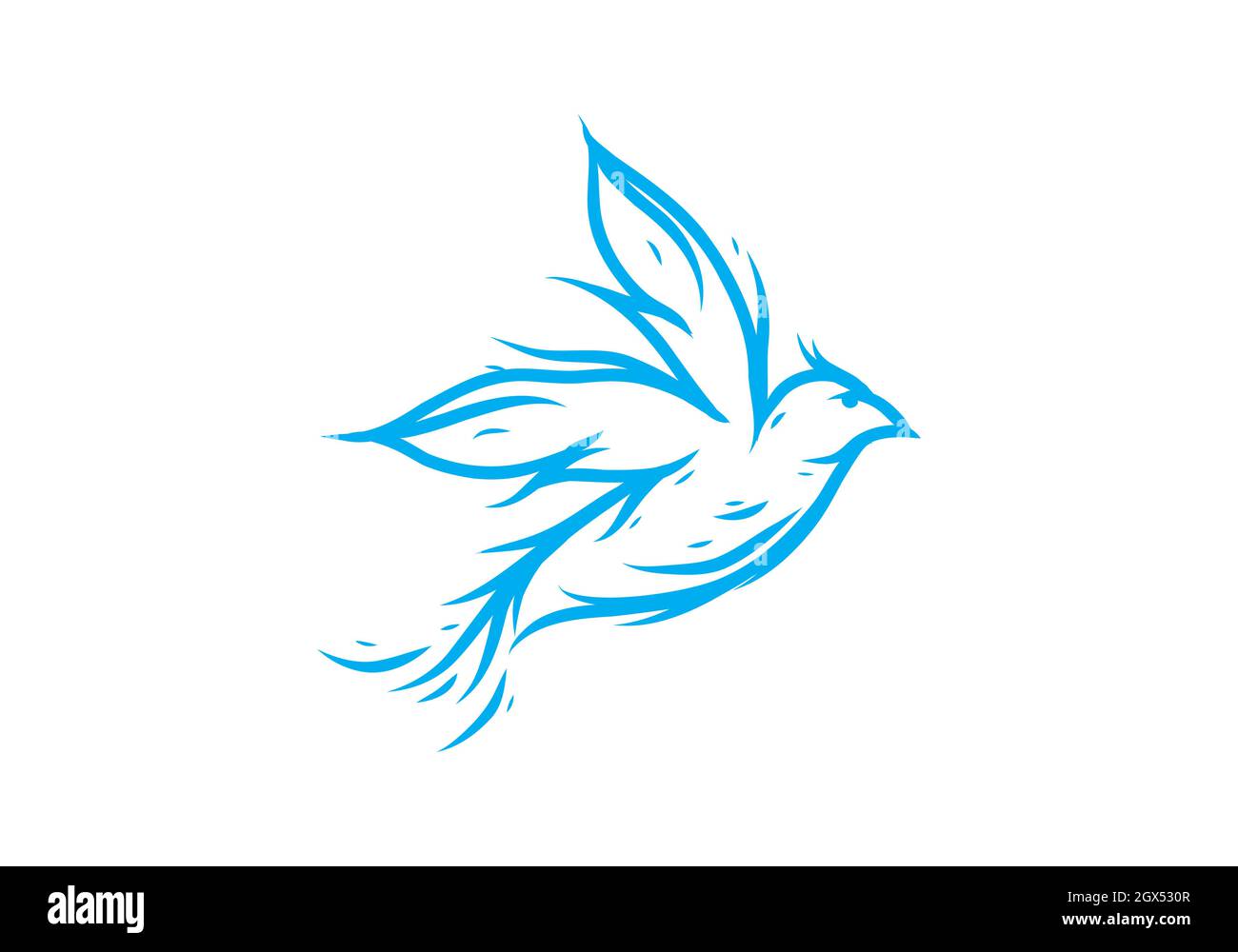 Blue color of flying bird line art drawing design Stock Vector Image ...