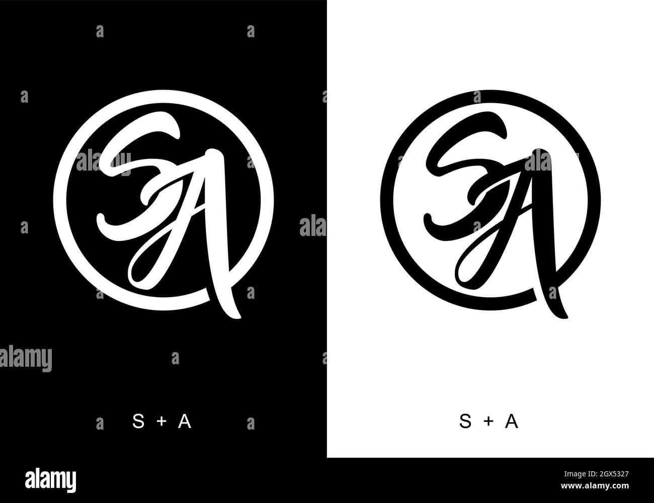 Black and white color of SA initial letter design Stock Vector Image ...