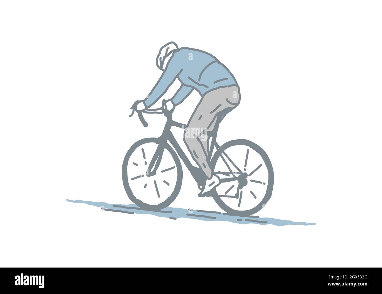 Blue color of riding a bicycle illustration drawing design Stock Vector ...