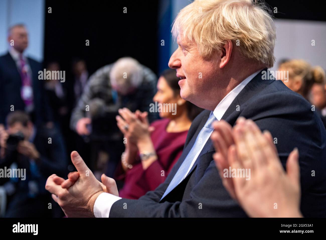 Manchester, England, UK. 4th Oct, 2021. PICTURED: Rt Hon Boris Johnson ...