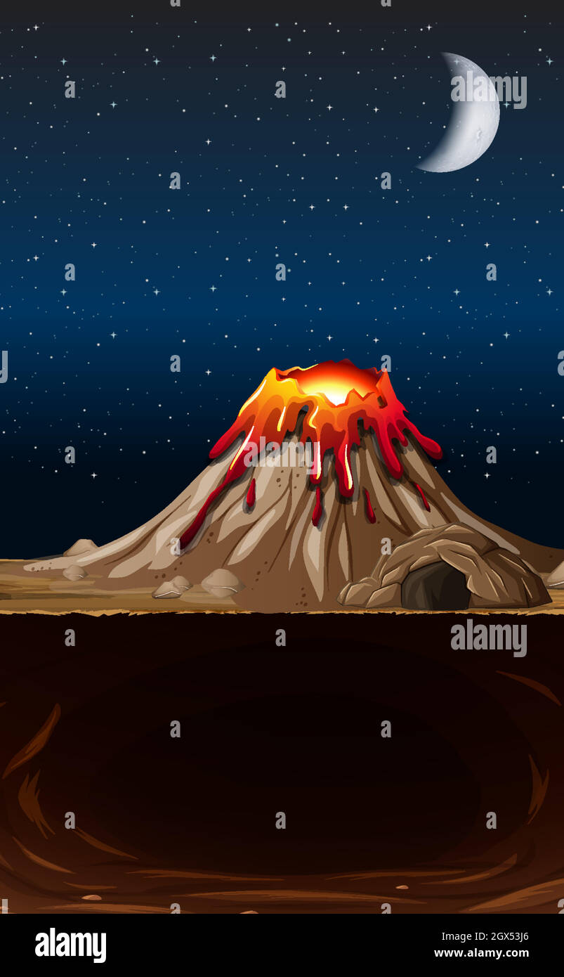 Scene volcano eruption illustration hi-res stock photography and images ...