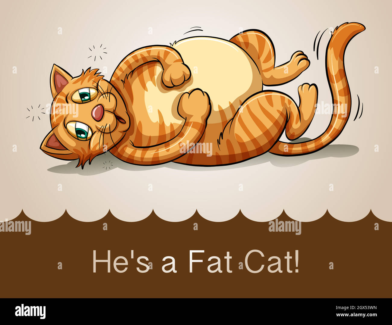 Fat cat lying on its back Stock Vector Image & Art - Alamy