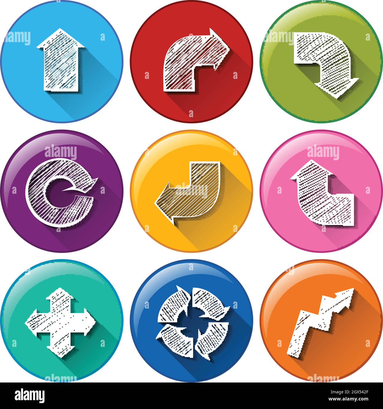 Circle buttons with different arrows Stock Vector Image & Art - Alamy