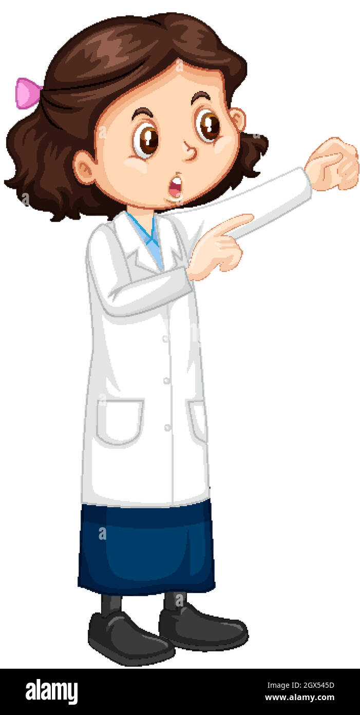 Cute girl cartoon character wearing science lab coat Stock Vector Image ...