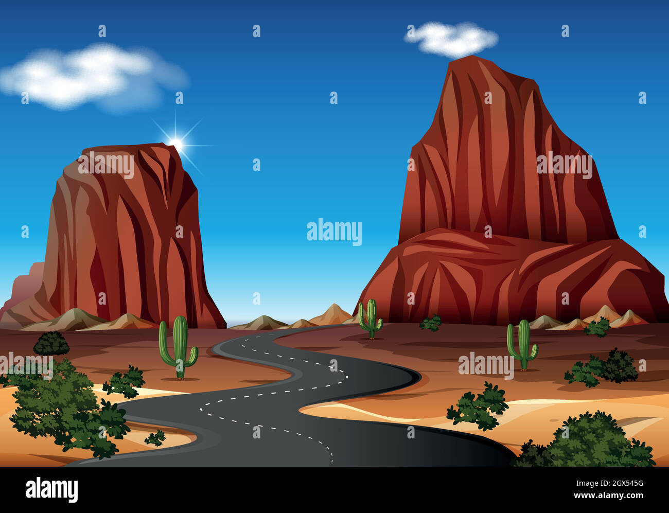 Cartoon desert highway hi-res stock photography and images - Alamy