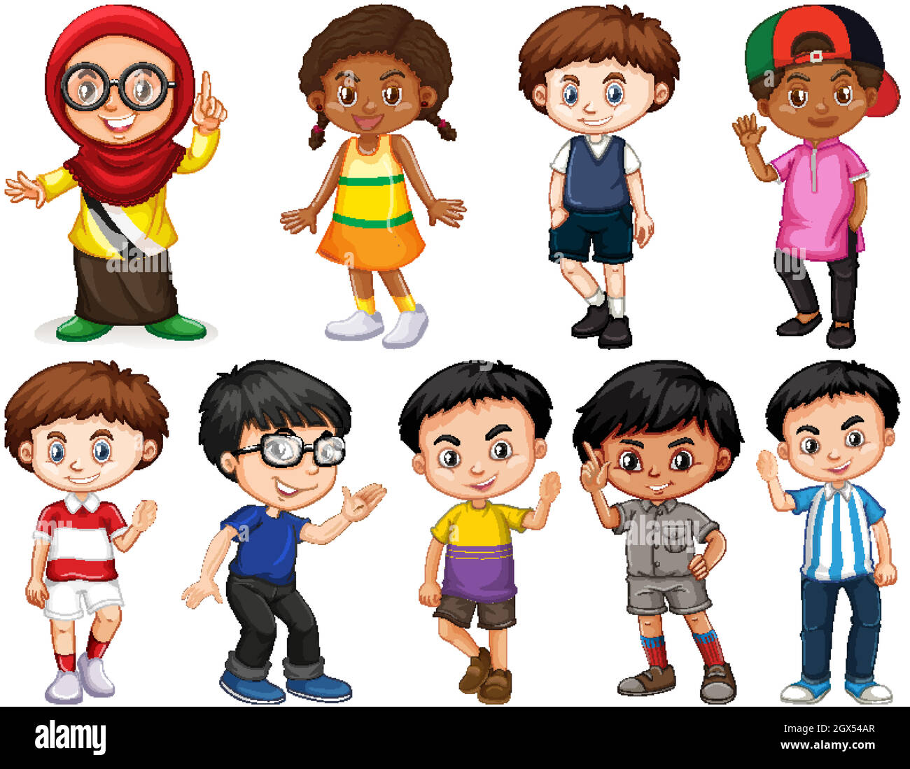 Set of happy children doing different actions Stock Vector Image & Art ...