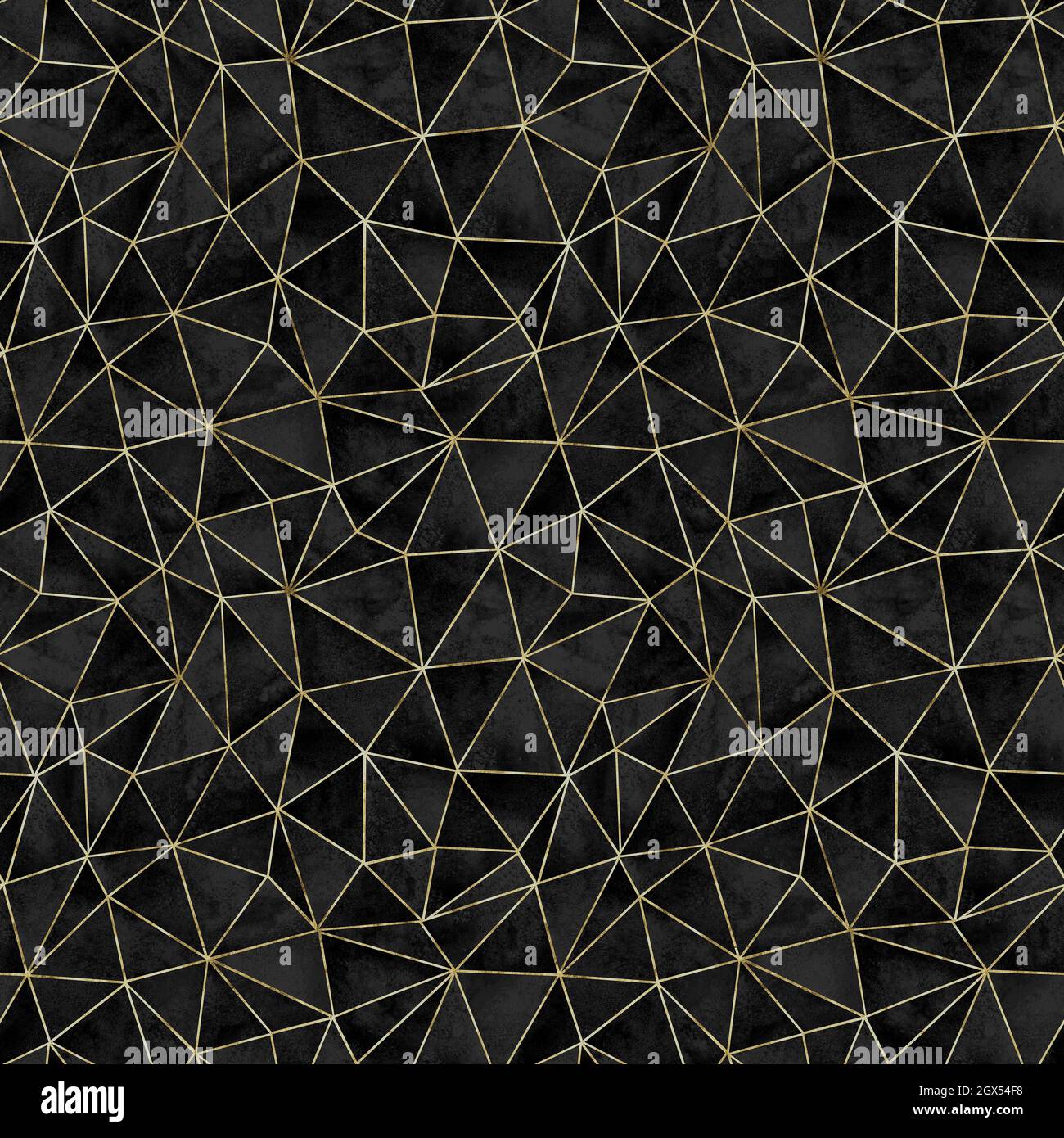 Abstract geometric triangles seamless pattern. Watercolor black and ...