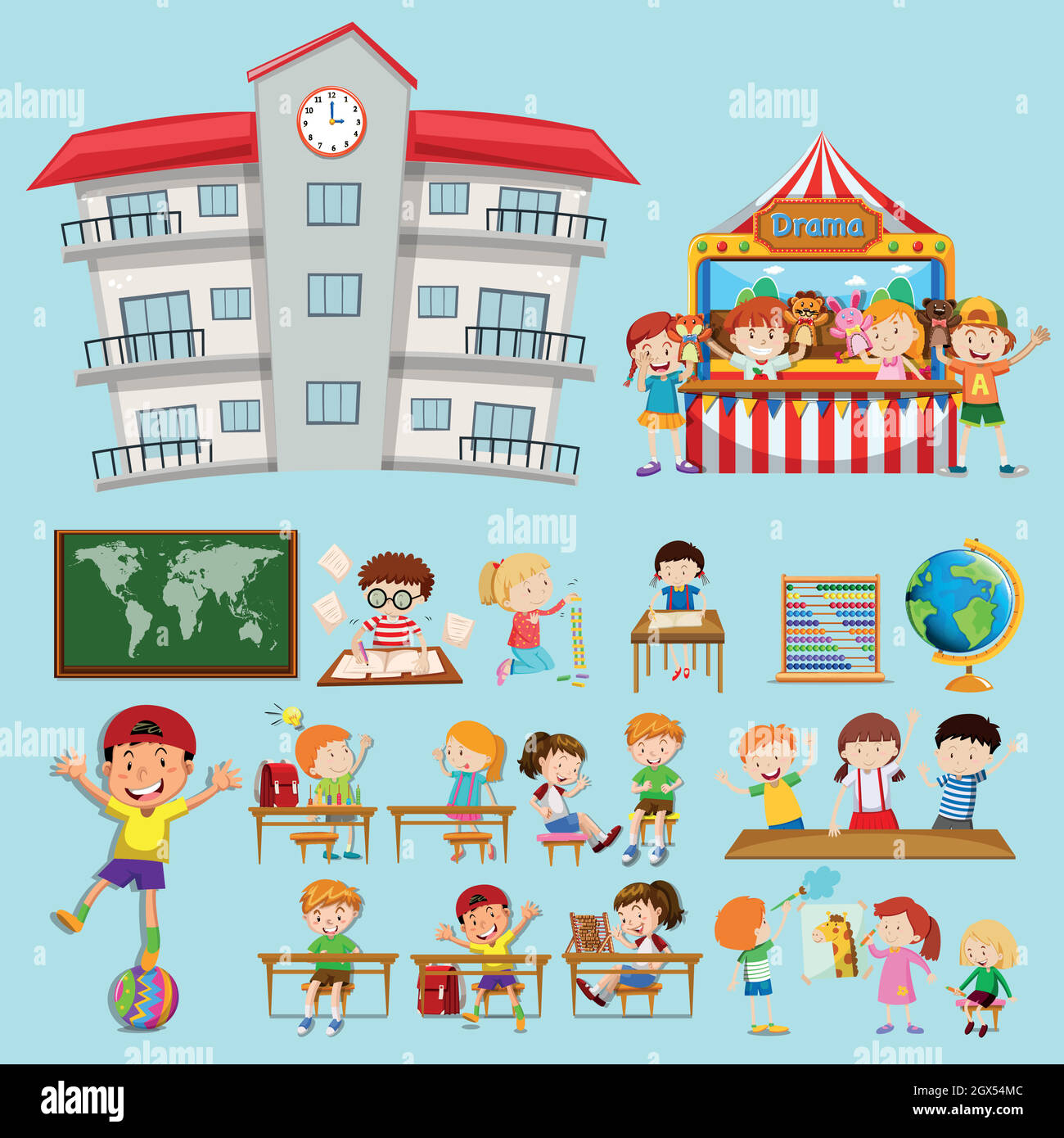 School scenes with kids in classroom Stock Vector Image & Art - Alamy