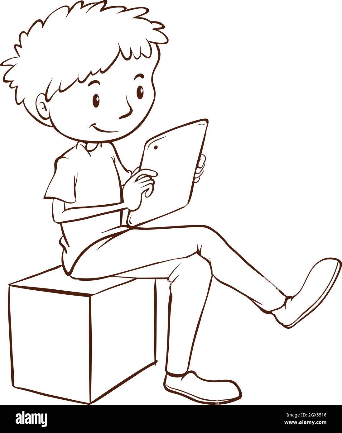 A simple sketch of a boy using a mobile Stock Vector Image & Art - Alamy