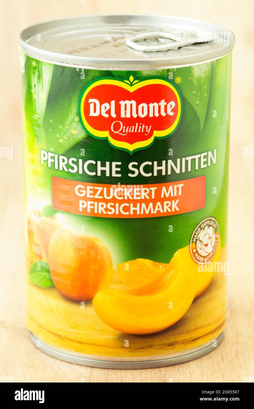 Hamburg, Germany - October 1 2021: Del Monte Quality Peaches Stock ...