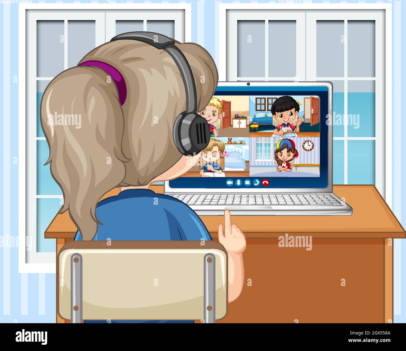 Child back view computer screen Stock Vector Images - Alamy