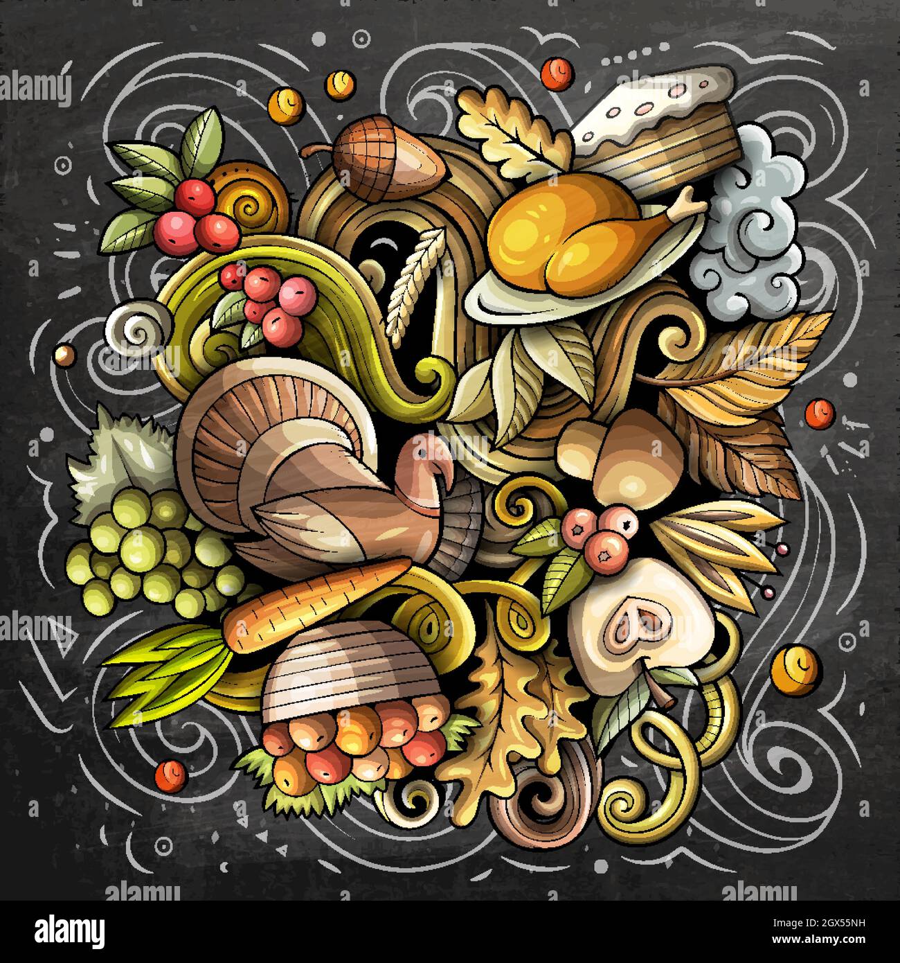 Thanksgiving hand drawn cartoon doodles illustration Stock Vector Image ...