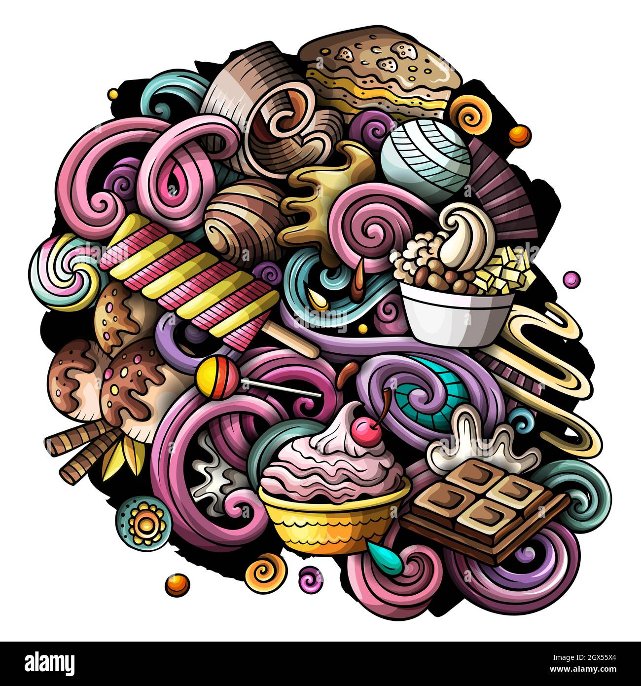 Sweet food vector doodles illustration Stock Vector Image & Art - Alamy