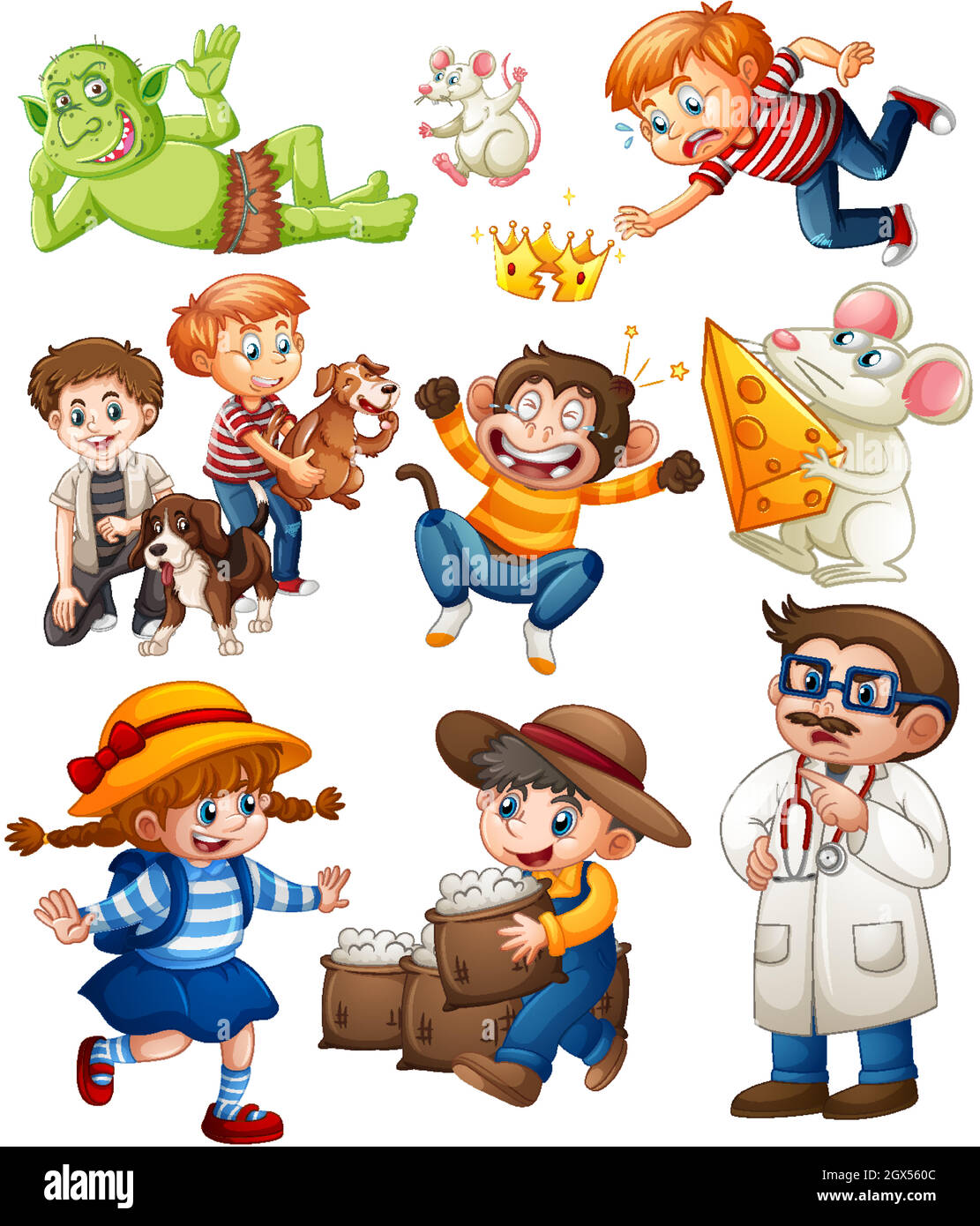 Set of fantasy cartoon character isolated on white background Stock ...