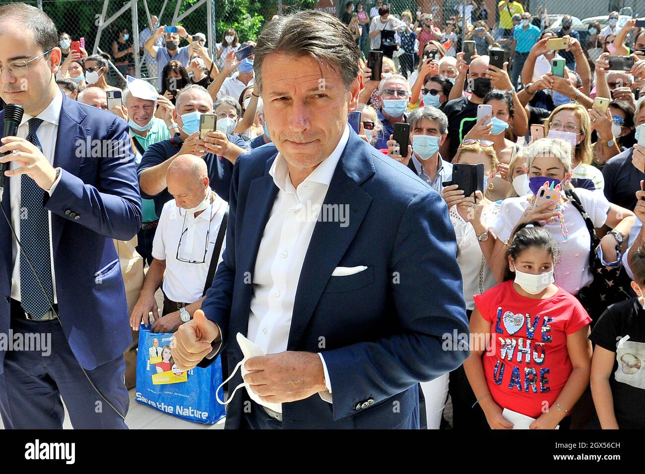 Giuseppe Conte president of the 5 Star Movement, during a visit to Ex ...