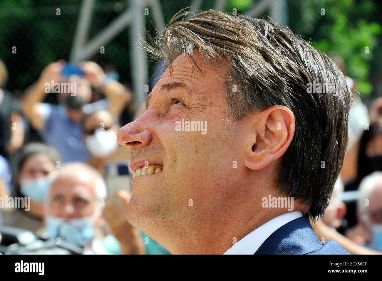 Giuseppe Conte president of the 5 Star Movement, during a visit to Ex ...