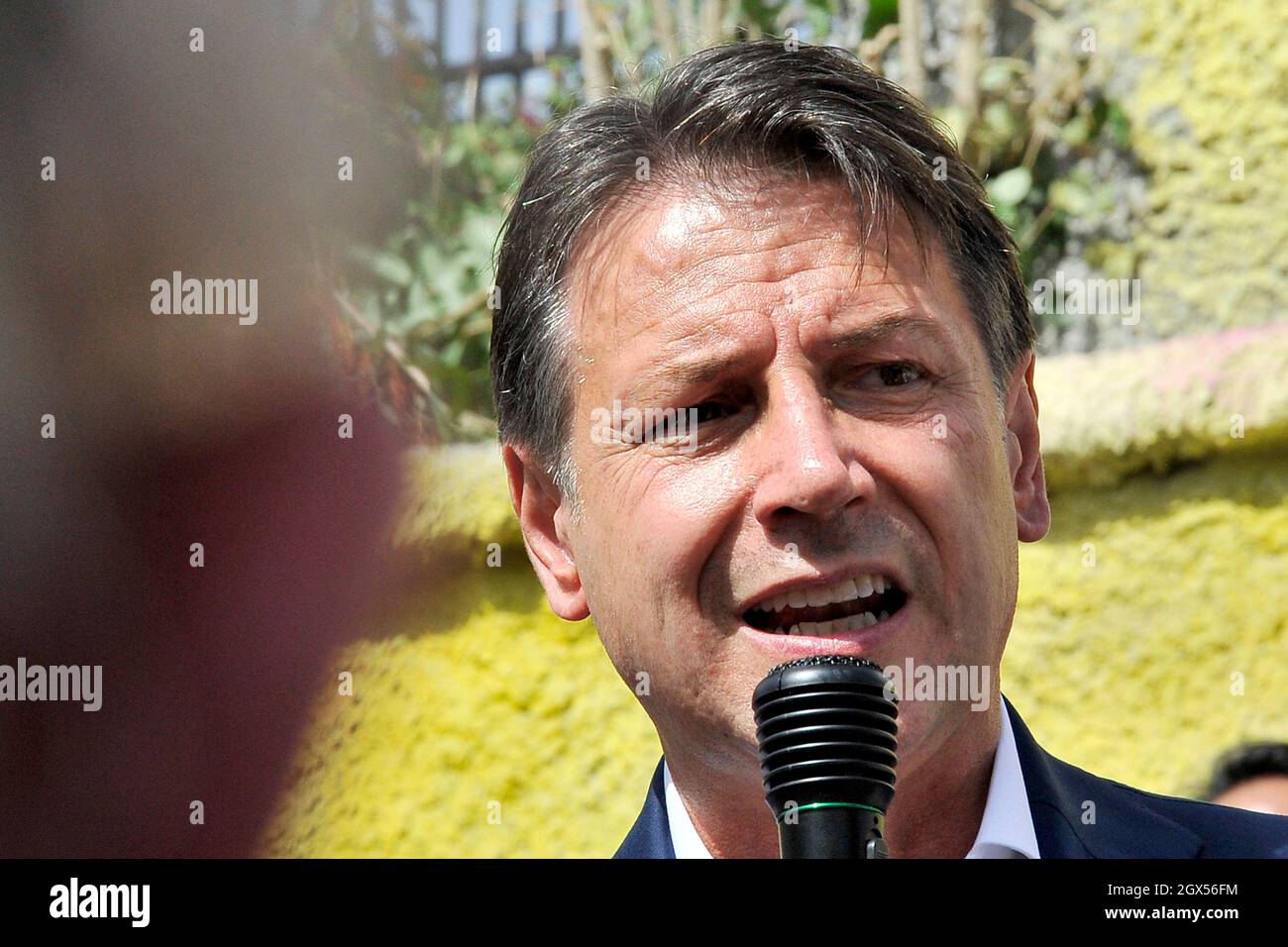 Giuseppe Conte president of the 5 Star Movement, during a visit to Ex ...