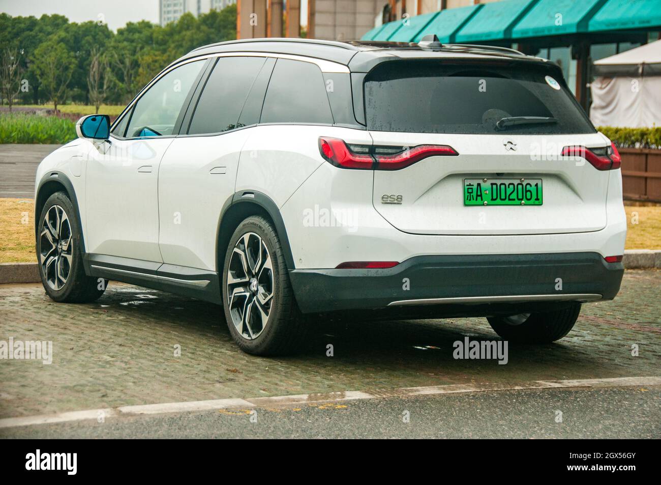 Nio ES8 electric SUV parked in Suzhou on an official test drive in ...