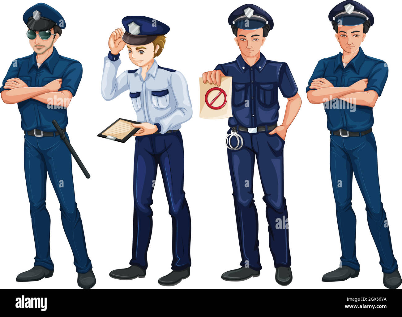 Four police officers Stock Vector Images - Alamy