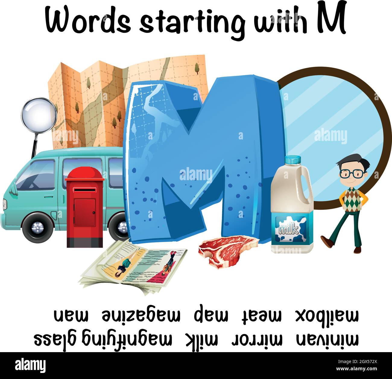 Words starting with M illustration Stock Vector Image & Art - Alamy