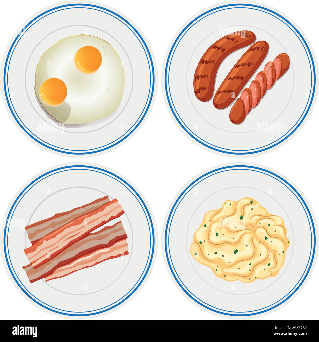 Breakfast set on plate Stock Vector Images - Alamy
