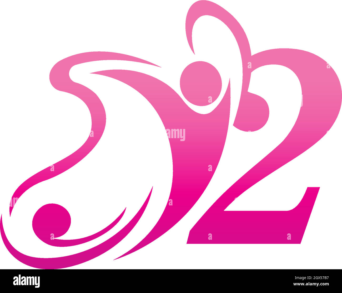 Number 2 butterfly and success human icon logo design illustration ...