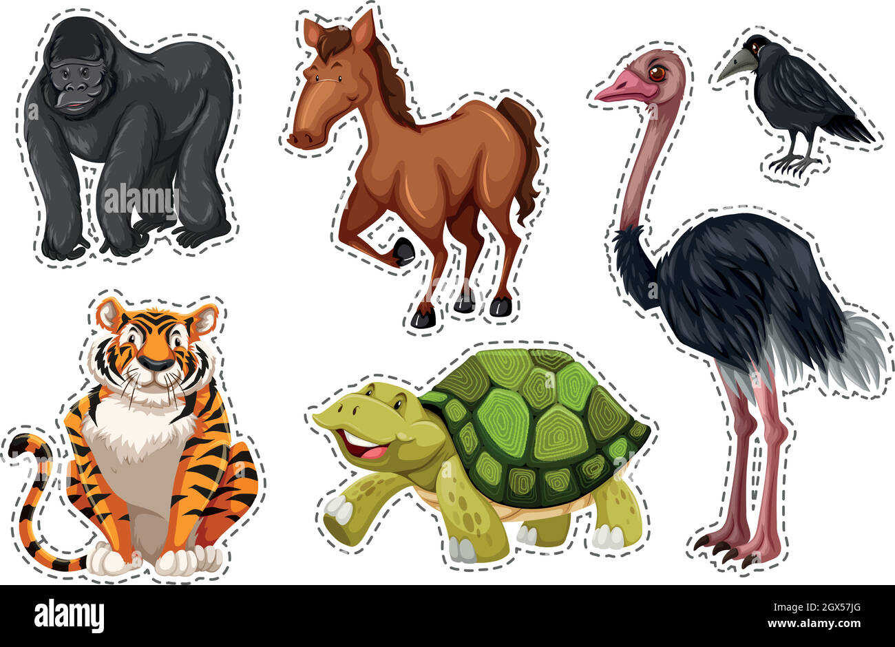 Sticker set with different wild animals Stock Vector Image & Art - Alamy