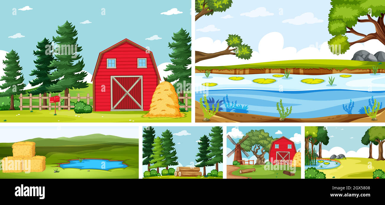 Six nature scenes with different locations Stock Vector Image & Art - Alamy