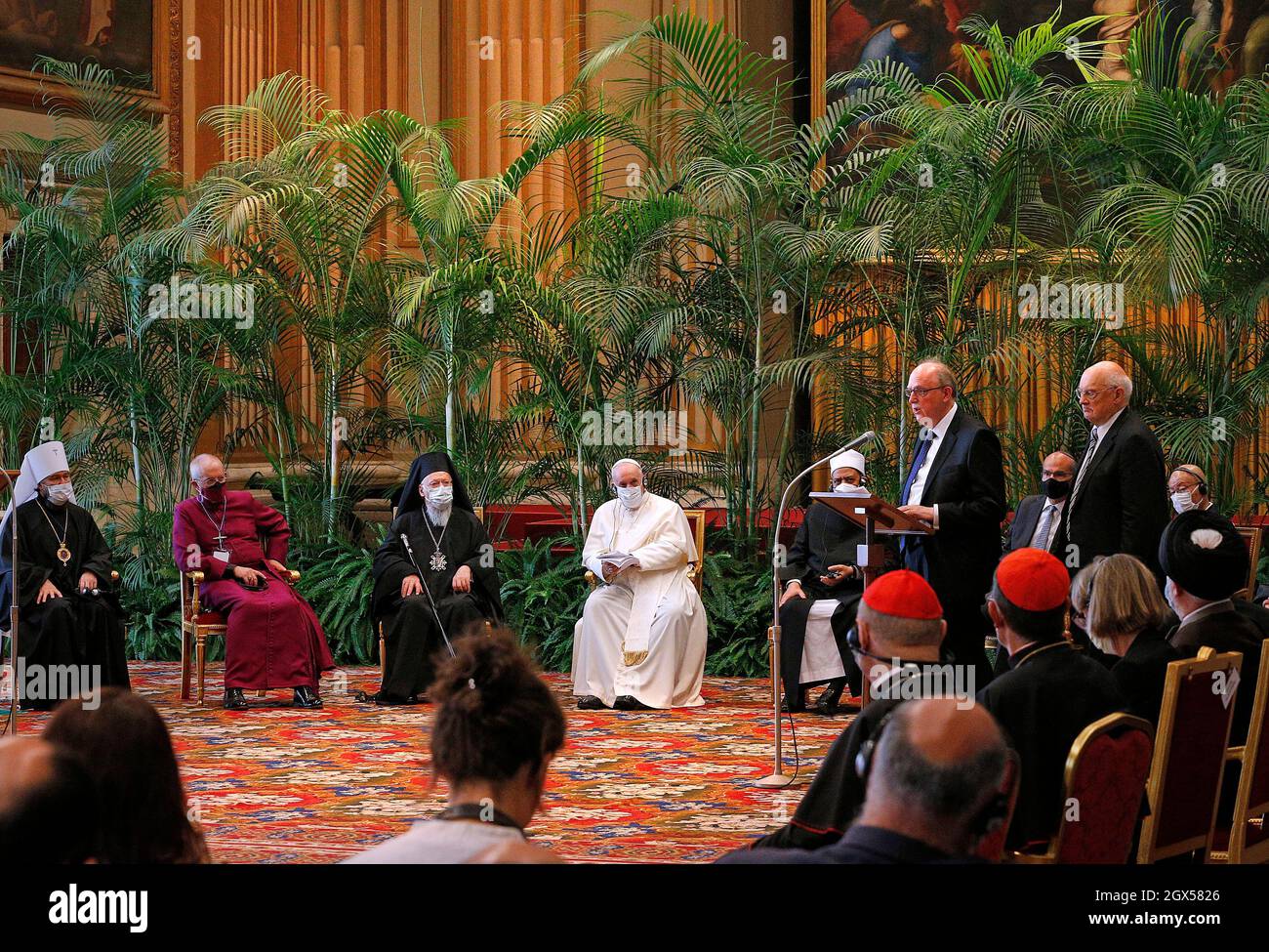 Pope Francis listens as Joachim Von Braun, president of the Pontifical ...