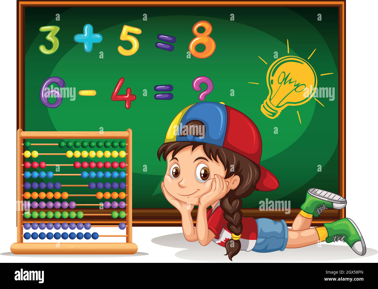 Girl counting numbers on board Stock Vector Image & Art - Alamy