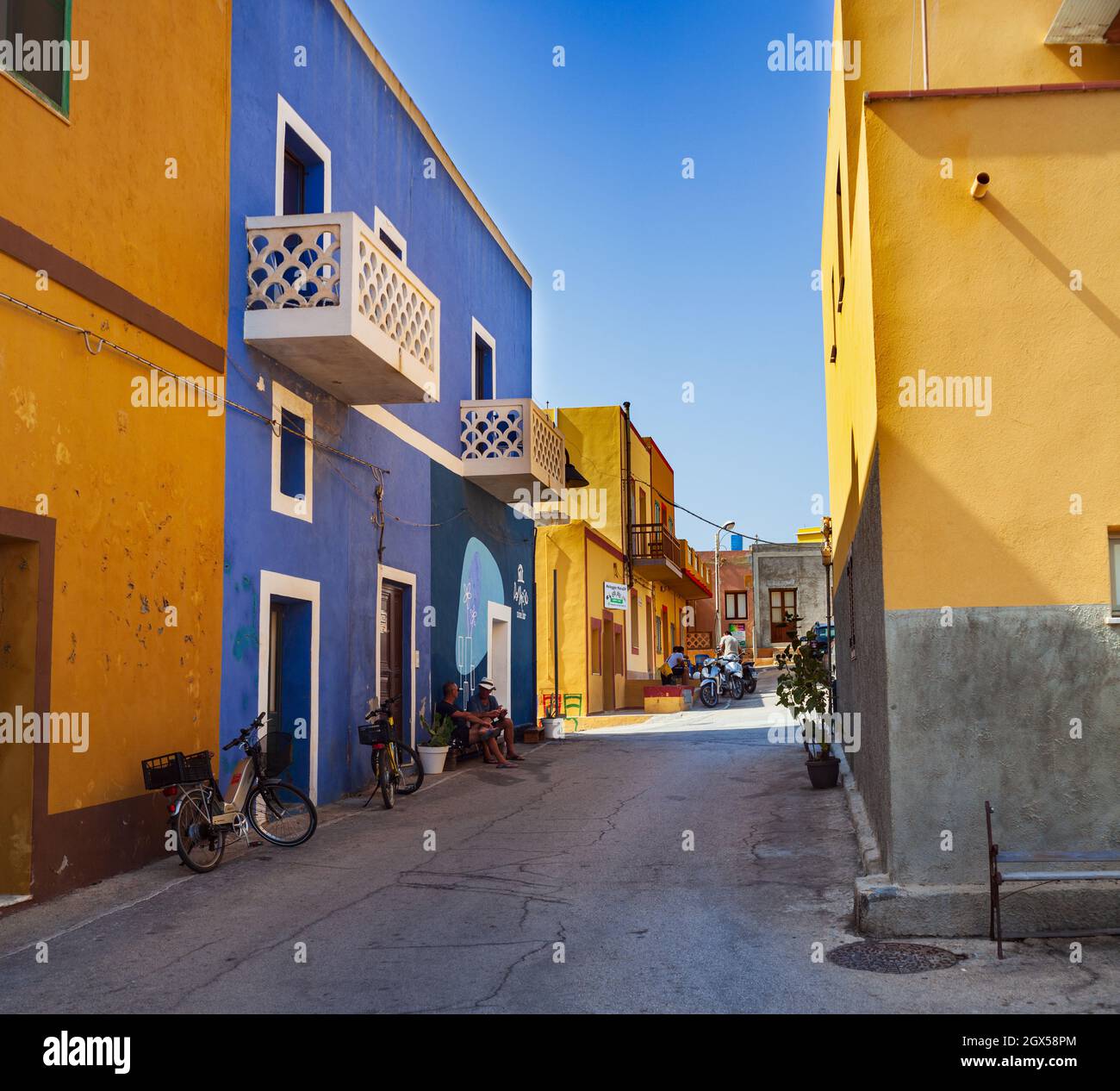 Linosa, Italy - July, 27: View of typical houses of Linosa on July 27 ...