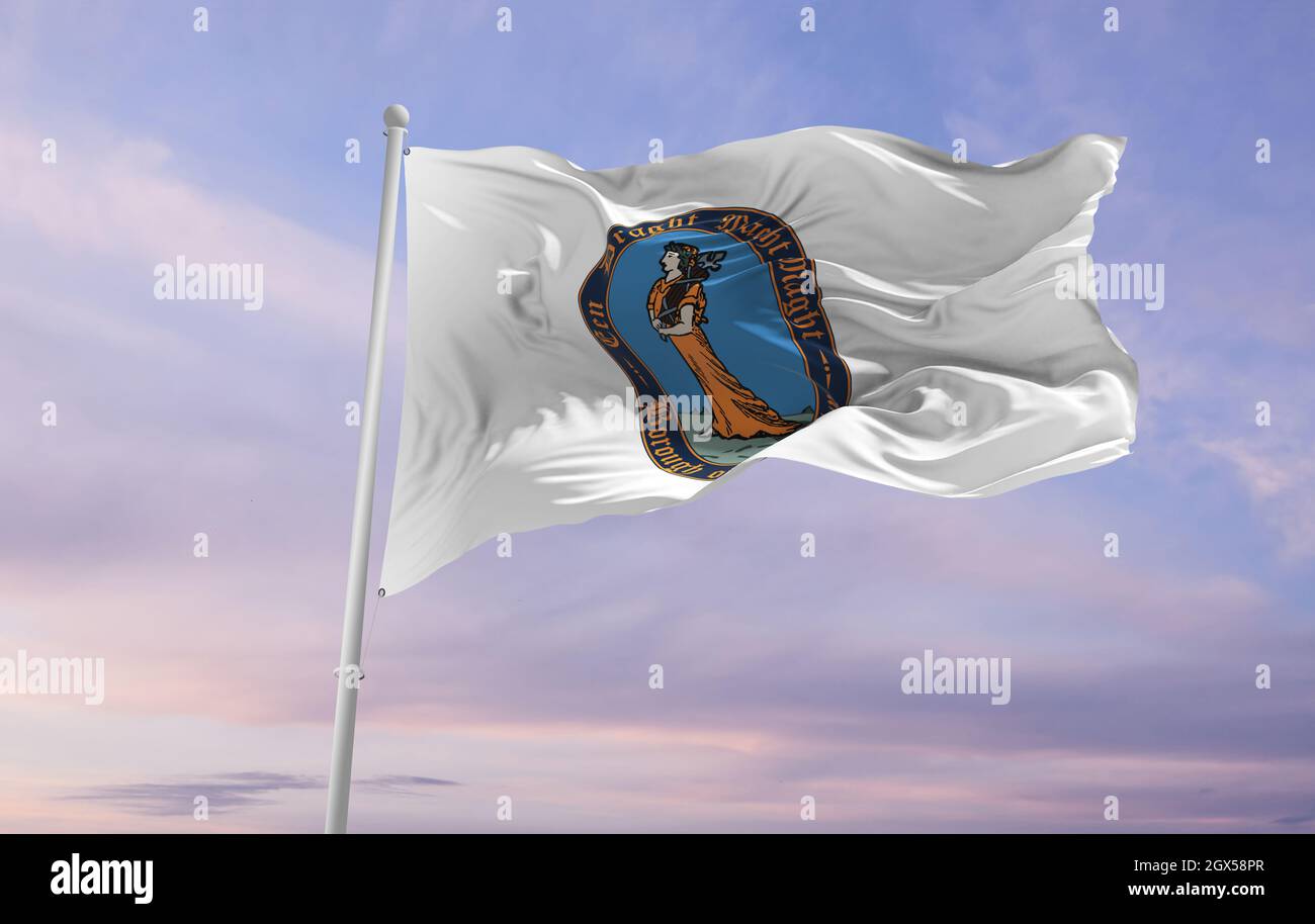 flag of county Brooklyn, New York , USA at cloudy sky background on ...