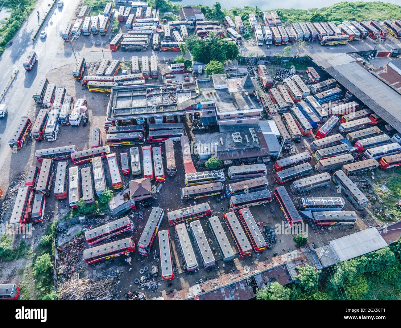 Dhaka, Dhaka, Bangladesh. 4th Oct, 2021. An aerial view of Gabtoli Bus ...