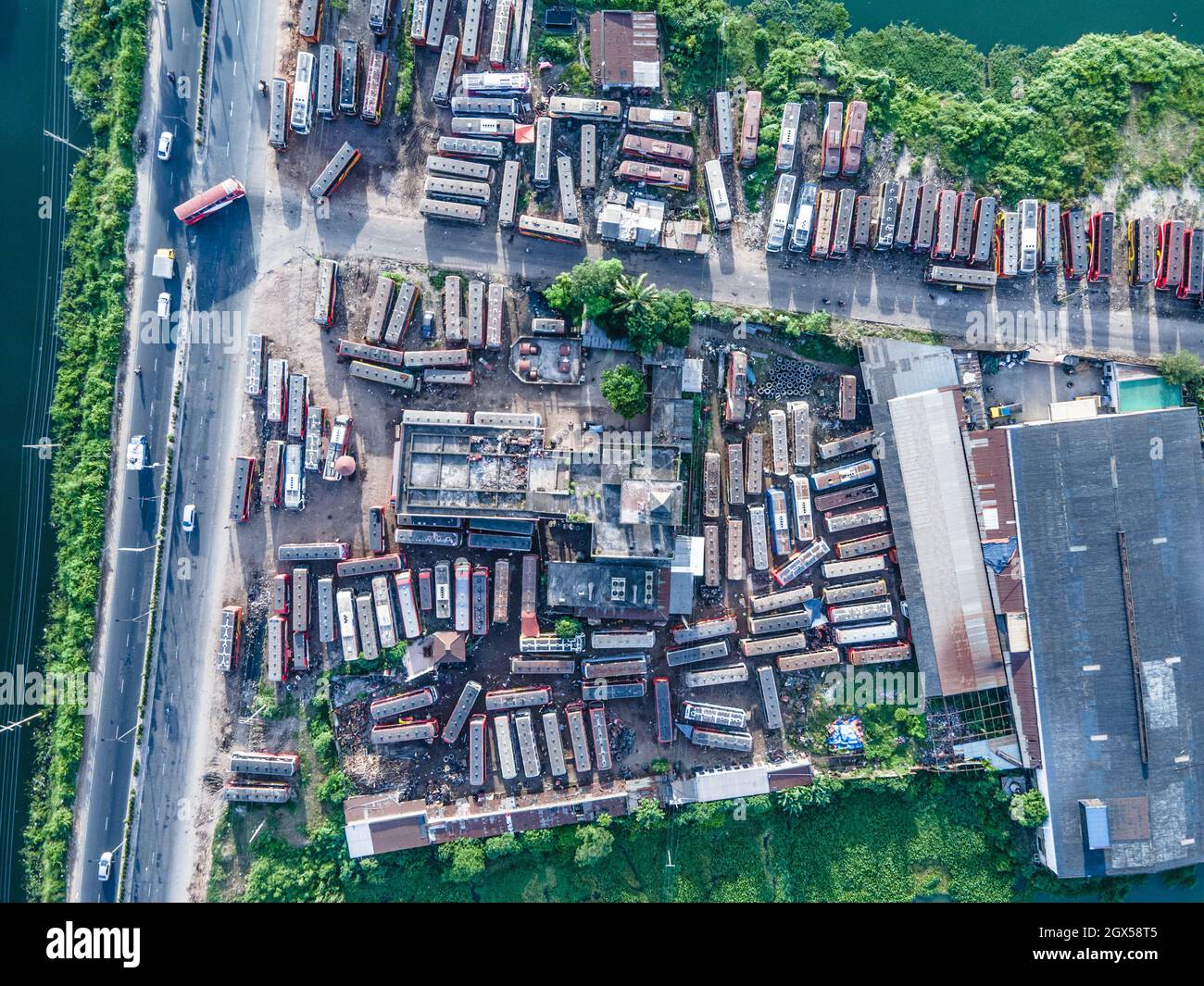 Dhaka, Dhaka, Bangladesh. 4th Oct, 2021. An aerial view of Gabtoli Bus ...