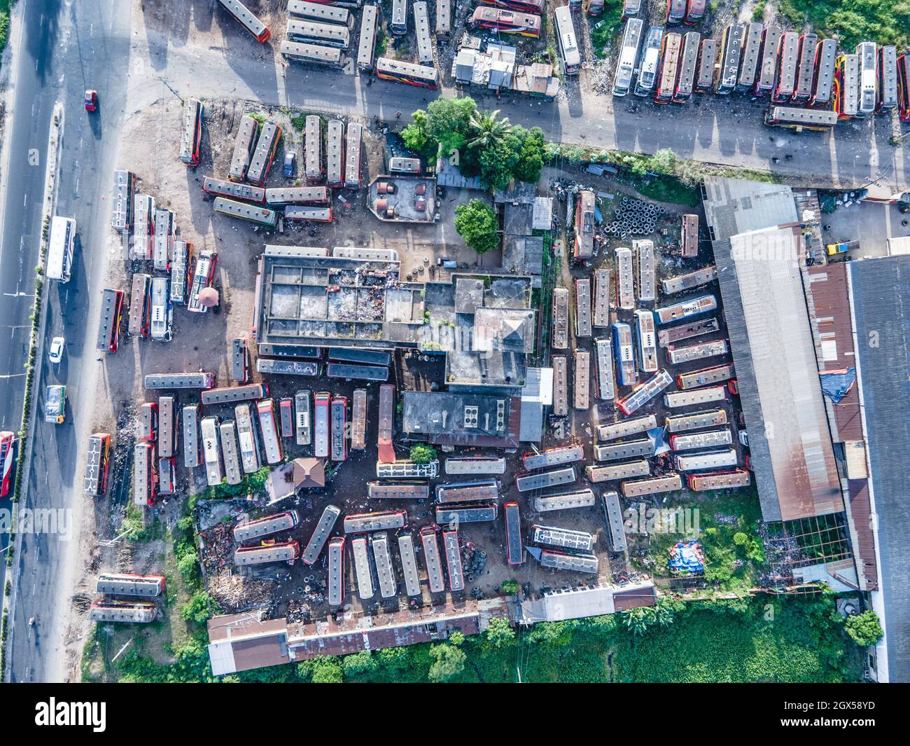 Dhaka, Dhaka, Bangladesh. 4th Oct, 2021. An aerial view of Gabtoli Bus ...