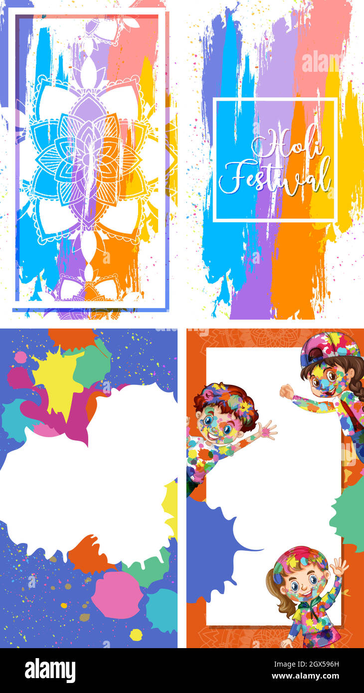 Four background design with happy holi festival theme Stock Vector ...