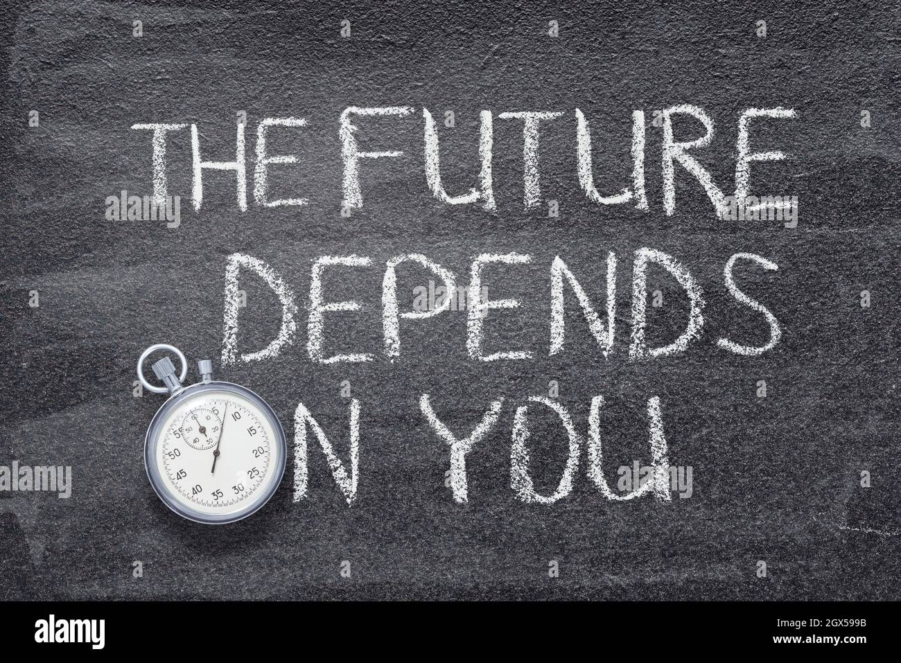 the future depends on you phrase written on chalkboard with vintage ...