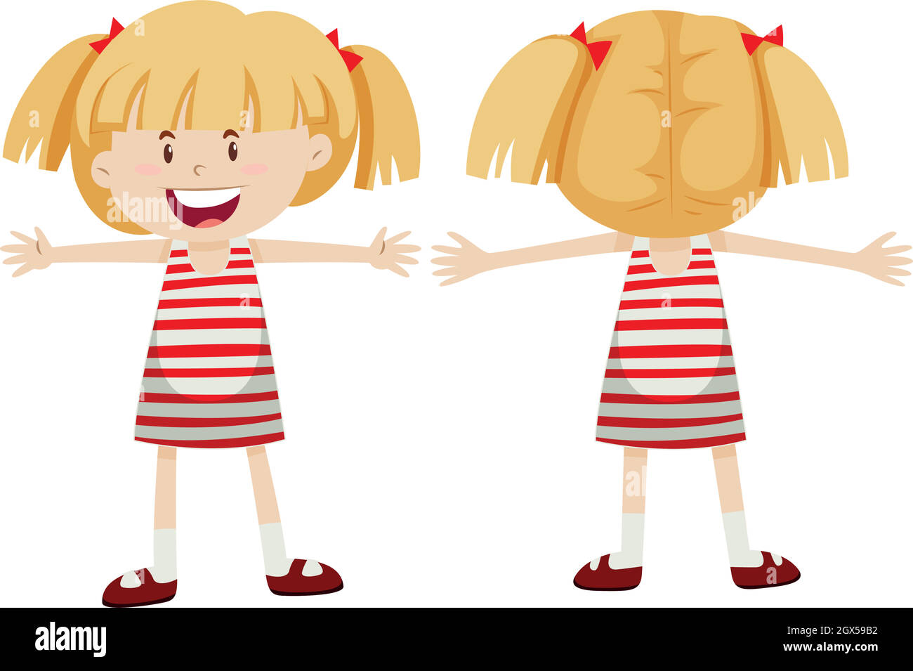 Little girl with front and back view Stock Vector Image & Art - Alamy